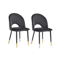 Beliani 2er-Set Esszimmerstuhl MAGALIA in Schwarz/Gold | Gr.: onesize