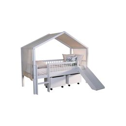 58 aufm Kessel HAUSBETT HALBHOCH 90x200 Keeley Buche Wei&szlig; Rutsche Himmel | Gr.: onesize