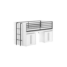 58 aufm Kessel HALBHOCHBETT 90x200 Keelia Wei&szlig; mit Schreibtisch Stauraum | Gr.: onesize