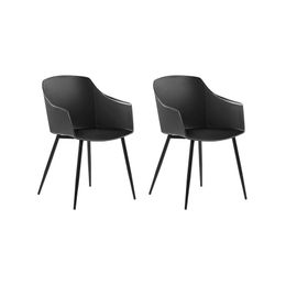 Beliani 2er-Set Esszimmerstuhl FONDA in Schwarz | Gr.: onesize