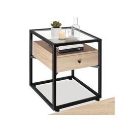 TecTake Couchtisch mit Glasplatte und Schublade, 43 x 45 x 54,5 cm | Gr.: onesize