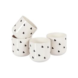 Beliani 4er-Set Tassen und Becher ANNISE in Wei&szlig;/Schwarz | Gr.: onesize