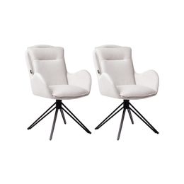 Beliani 2er-Set Esszimmerstuhl AVELAR in Beige/Schwarz | Gr.: onesize