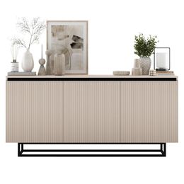 Meble Lindner Sideboard, Kaschmir, Metall, 4 F&auml;cher, 3 Schubladen, Rechteckig,Rechteckig, 167x79x35 cm, Wohnzimmer, Kommoden & Sideboards, Sideboards