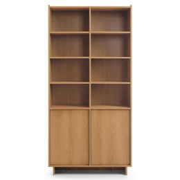 Ravio Regal, Eiche, Holzwerkstoff, Holz, Eiche, 10 F&auml;cher, Rechteckig, 98x201x39 cm, Wohnzimmer, Regale, B&uuml;cherregale
