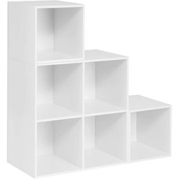 WOLTU Regal, Wei&szlig;, Holzwerkstoff, 6 F&auml;cher, Rechteckig, 90x90x30 cm, Wohnzimmer, Regale, B&uuml;cherregale
