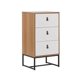 Beliani Kommode NUEVA in Wei&szlig;/Braun/Schwarz - (W) 49 x (H) 91 x (L) 38 cm | Gr.: onesize