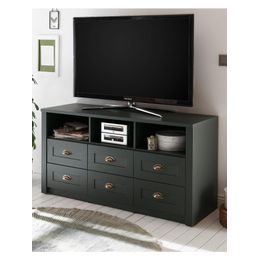 Furn.Design TV-Lowboard gr&uuml;n Landhaus, TV Unterteil mit Komforth&ouml;he 130 x 67 cm | Gr.: onesize