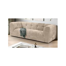 Inn.Furn Sofa beige Strukturstoff, Couch 2,5-Sitzer 217 cm mit Steppoptik | Gr.: onesize