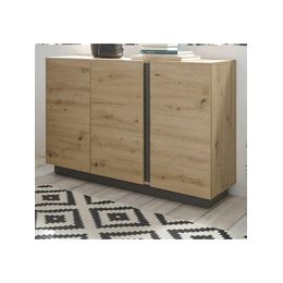 Furn.Design Sideboard Eiche Artisan, Graphit grau 138 cm, Kommode mit Soft-Close | Gr.: onesize