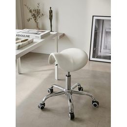 KADIMA DESIGN MENTON - Sattel-Hocker in , Arbeitshocker mit Kunstleder-Bezug, in Wei&szlig; | Gr.: onesize