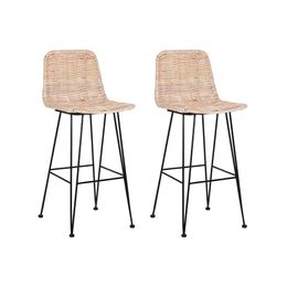 Beliani 2er-Set Barhocker CASSITA in Braun/Schwarz | Gr.: onesize