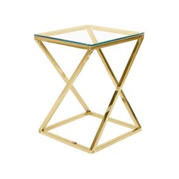 Beliani Beistelltisch BEVERLY in Gold/Transparent - (W) 40 x (H) 55 x (L) 40 cm | Gr.: onesize