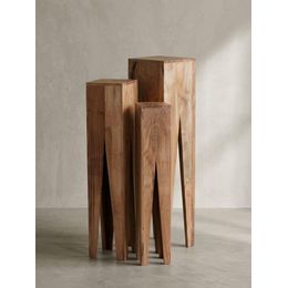 KADIMA DESIGN Beistelltisch-Set mit 3 Giraffenbeinen, Massivholz, rustikales Ambiente in Beige | Gr.: onesize
