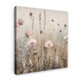OnlyWow Leinwand Bilder Blumenfeld | Gr.: 20 x 20 cm