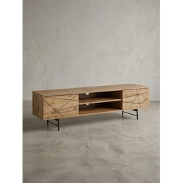 KADIMA DESIGN Eiche TV-Unterschrank, modernes Linienmuster, 160cm breit, robust | Gr.: onesize