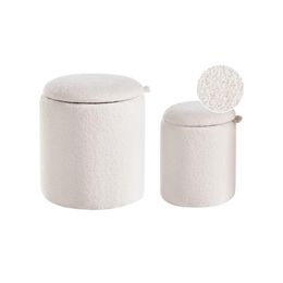 Beliani 2er-Set Pouf BEREA in Wei&szlig; | Gr.: onesize