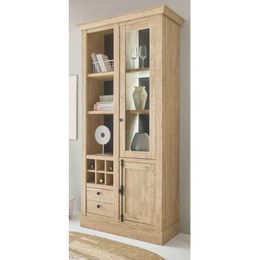 Furn.Design Vitrine Eiche Gold Landhaus 105 x 214 cm, Vitrinenschrank mit Soft-Close | Gr.: onesize
