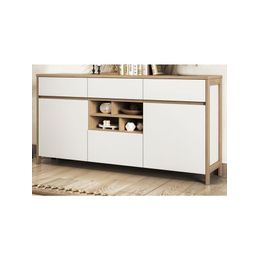 Furn.Design Sideboard wei&szlig; und Eiche, Kommode skandinavisch 164 cm mit Soft-Close | Gr.: onesize