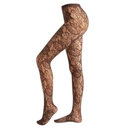 CALZEDONIA Strumpfhose Floral Lace Damen Gr&ouml;&szlig;e M/L hellbraun