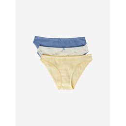 Etam 3er-Pack Baumwoll-Slips 'JOLLY' Damen Gr&ouml;&szlig;e S blau / gelb / wei&szlig;