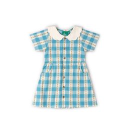 Little Green Radicals Knopfleiste-Kleid mit kurzen &Auml;rmeln in Blau | Gr.: 3-4 Jahre