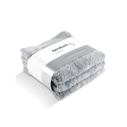 Herzbach Home Seift&uuml;cher Pura im 3er Set, feingemusterte Bord&uuml;re, Fl&auml;chengewicht 550 gsm Herren Gr&ouml;&szlig;e 30x30 cm silber