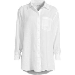 LANDS' END Langes Oversized Premium Reinleinen-Hemd in Petite-Gr&ouml;&szlig;e, Damen, size: petite, Wei&szlig;, Leinen, by Lands' End