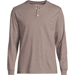 LANDS' END Super-T Langarm-Henleyshirt f&uuml;r Herren, Classic Fit, Herren, size: regular, Braun, Baumwolle, by Lands' End