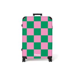 NoBoringSuitCases Suitcase, Koffer, Reisekoffer Quadrate rosa gr&uuml;n | Gr.: 36 L