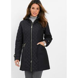bonprix Damen bonprix Steppmantel taillierte Passform, Stehkragen, Mix aus unterschiedlichen Steppungen schwarz 50