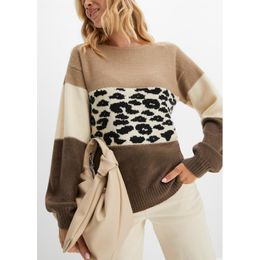 bonprix Damen bonprix Strickpullover &raquo;Oversize-Pullover&laquo; mit gemustertem Design braun 44/46 (L)