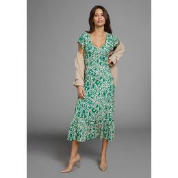 Laura Scott Damen Jerseykleid mit Alloverdruck & leicht gerafften Fl&uuml;gel-&Auml;rmeln gr&uuml;n 40, N-Gr