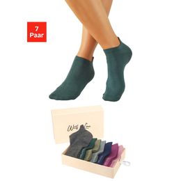 Lascana Damen Lascana Sneakersocken &raquo;f&uuml;r Damen mit eingestricktem Markenlogo&laquo; Box, Box, 7 Stk. tlg. in ansprechender Geschenkbox bunt 35-38