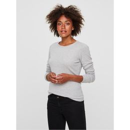 V&eacute;ro Moda Vero Moda Damen Rundhalspullover &raquo;VMCARE STRUCTURE LS O-NECK BLOUSE&laquo; aus Baumwolle grau M