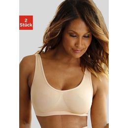 PETITE FLEUR BY LASCANA Bralette-BH caramel+schwarz Gr. XS (32/34). Ohne B&uuml;gel. Bequem