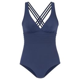 Lascana Damen Lascana Badeanzug mit toller R&uuml;ckenl&ouml;sung und Shaping-Effekt blau 42, Cup B