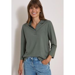 Cecil Damen Poloshirt 3/4-Arm Shirt mit Knopfdetails / unifarben gr&uuml;n M (40)