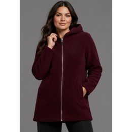 Polarino Damen Fleecejacke mit Kapuze Teddy Fleece Jacke flauschig ideal f&uuml;r den &Uuml;bergang 52/54