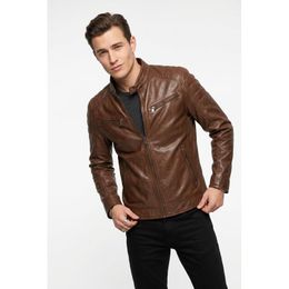 Mauritius Herren Lederjacke &raquo;GBDerry LAORV&laquo; mit Stehkragen, Rei&szlig;verschluss, Schulterpasse braun XXL Trachtenmode