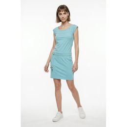 Ragwear Damen Minikleid &raquo;PENELOPE UNI O&laquo; mit Kordelzug und Zierknopf blau S, N-Gr