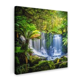 OnlyWow Leinwand Bilder Dschungel Wasserfall | Gr.: 20 x 20 cm