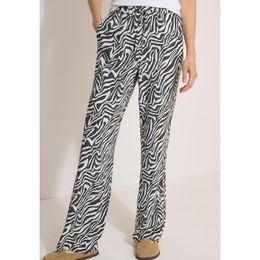 Cecil Damen Stoffhose Sommerhose, abstrahierter Zebraprint, Elastikbund schwarz-wei&szlig; XL (44), L&auml;nge 30