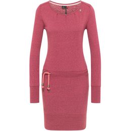 Ragwear Damen Jerseykleid &raquo;ALEXA&laquo; mit Kordelzug und kontrastigen Zierperlen-Besatz rosa L (40), N-Gr