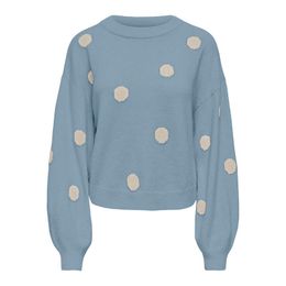 Only Damen Only Strickpullover &raquo;ONLRICA LS DETAIL O-NECK CC KNT&laquo; Materialmix, regular fit blau L