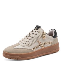 MARCO TOZZI by GMK Damen MARCO TOZZI by GMK Plateausneaker Freizeitschuh, Halbschuh, Schn&uuml;rer mit Glitzerdetails grau 38
