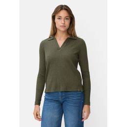 Camel Active Jersey-Shirt mit geripptem Kragen in Dunkelgr&uuml;n | Gr.: XL