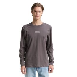 Tom Tailor Denim Herren Tom Tailor Denim Rundhalsshirt mit Schriftzug grau XXL