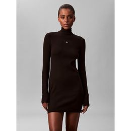 Calvin Klein Jeans Damen Minikleid Ohne Tasche Figurbetonte Passform mit Stehkragen schwarz XS (36), N-Gr