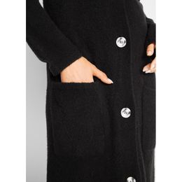 Bonprix Damen bonprix Strickmantel aus Flausch-Garn, Regular Fit, mit aufgesetzten Taschen schwarz 48/50 (XL)